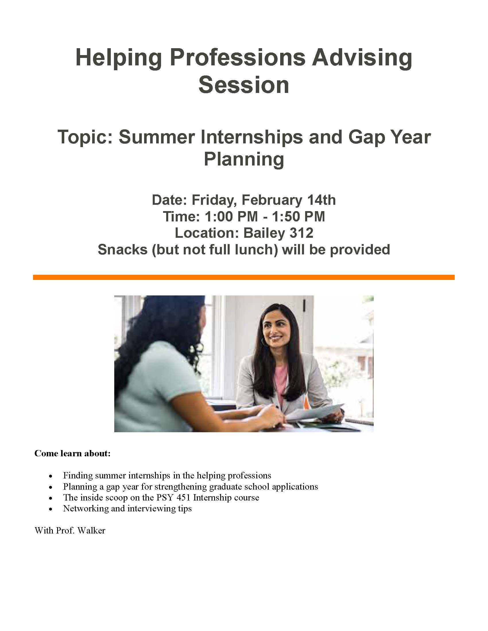 Summer Internships and Gap Year Planning | Psychology | Union College