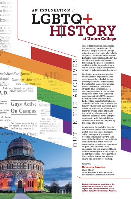 Student curated exhibit, Out in the Archives: An Exploration of LGBTQ+ ...