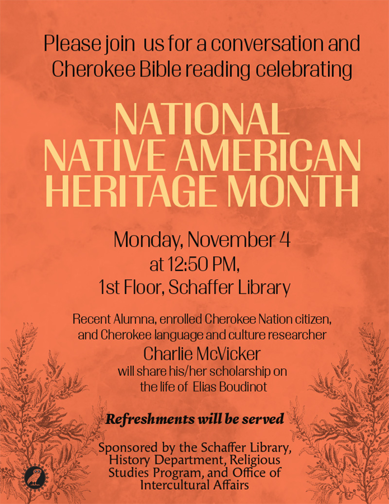 Cherokee Bible reading to be held Nov 4th | Schaffer Library | Union ...